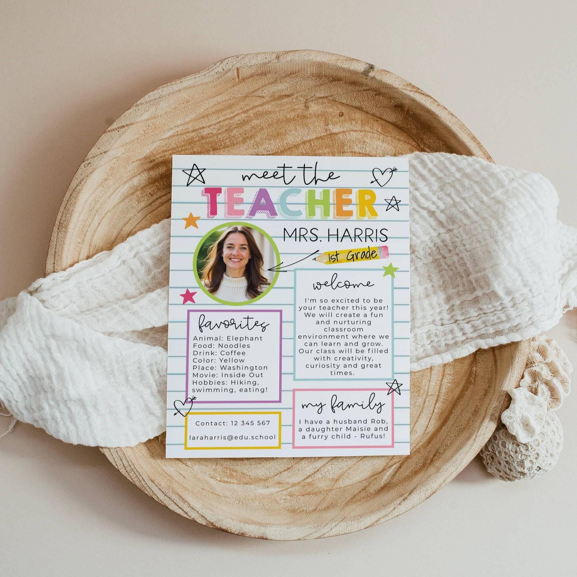 Meet the Teacher Classroom Introduction Template, Printable Back to ...