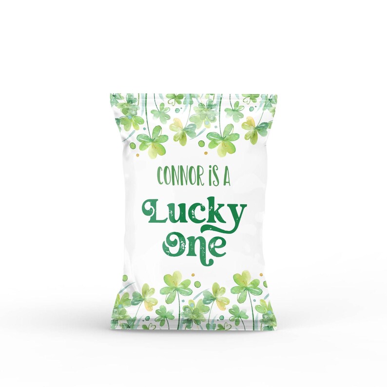 Lucky One Birthday Chip Bag Template, Printable St. Patrick's Birthday ...
