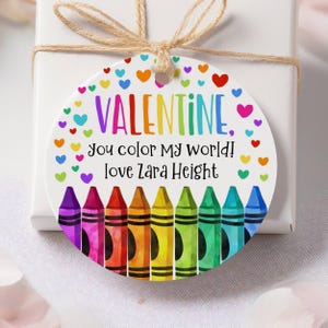 Crayon Round Valentine's Day Gift Tag Template, Printable You Color My ...