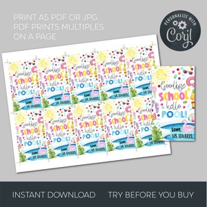 Goodbye School Hello Pool Gift Tag Template, Printable Summer School's ...