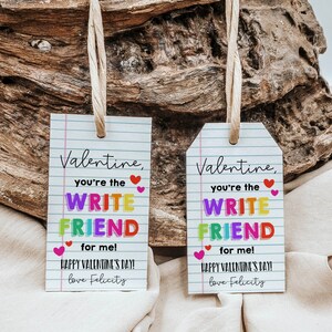 You Are the Write Friend for Me Valentine's Day Gift Tag Template ...