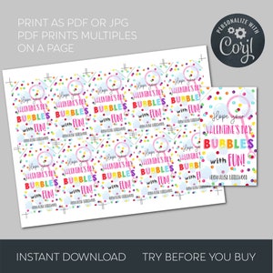 Valentine's Day Bubbles Gift Tag Template, Printable Bubbles With Fun ...