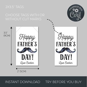 Father's Day Moustache Gift Tag Template, Printable Simple Fathers Day ...