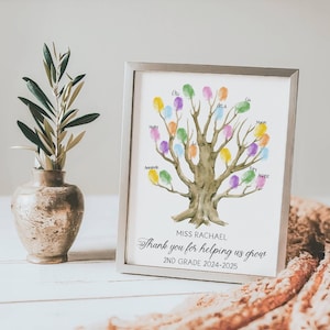 Teacher Gift Fingerprint Tree Sign Template, Printable Teacher Thank ...