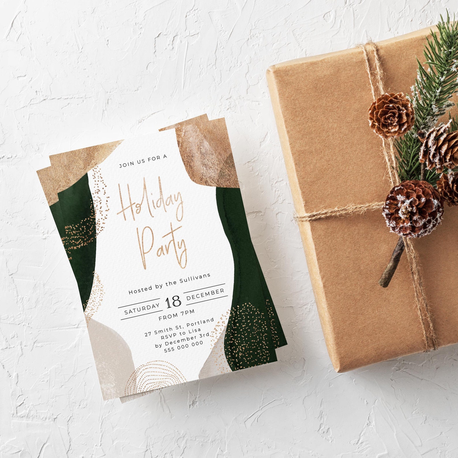 Modern Christmas Invitation Template Printable Holiday Party Etsy