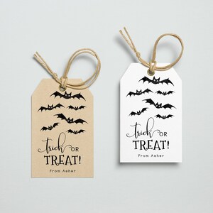 Halloween Bats Gift Tag Template Printable Trick or Treat - Etsy