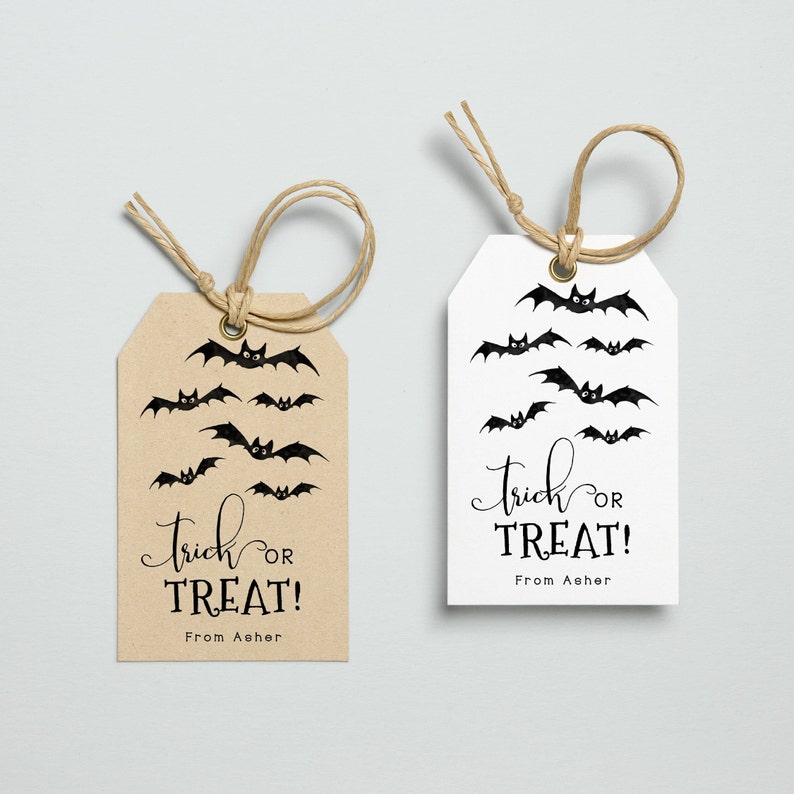 Halloween Bats Gift Tag Template Printable Trick or Treat - Etsy