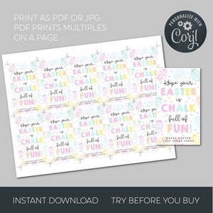Easter Chalk Gift Tag Template, Printable Chalk Full of Fun Easter ...