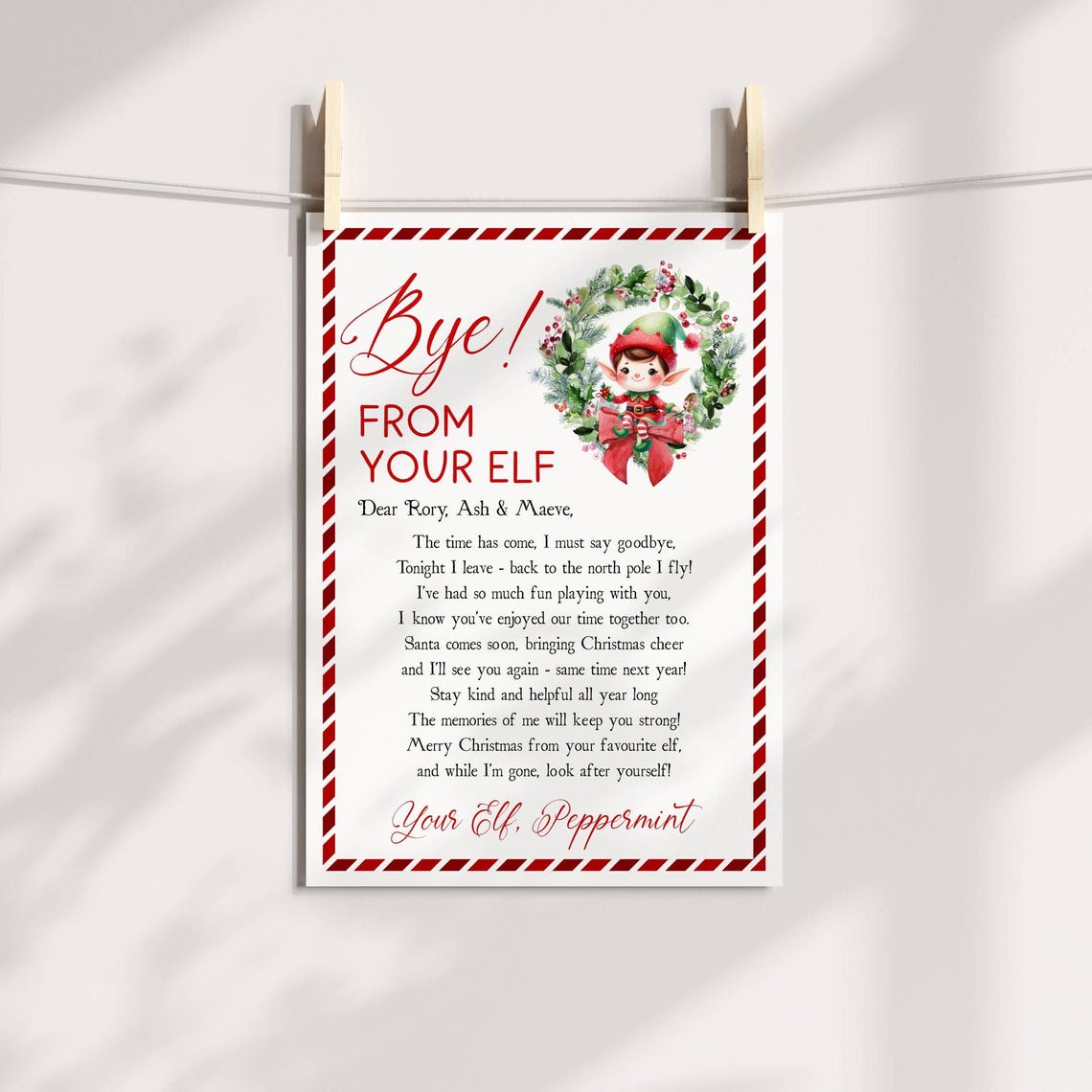 Editable Goodbye From Your Elf Letter Template, Printable Elf Farewell ...