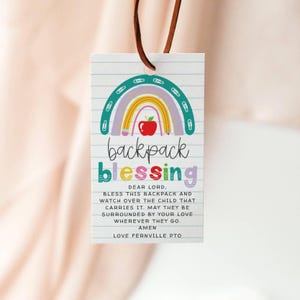 Backpack Blessing Gift Tag Template, Printable Back to School Religious ...