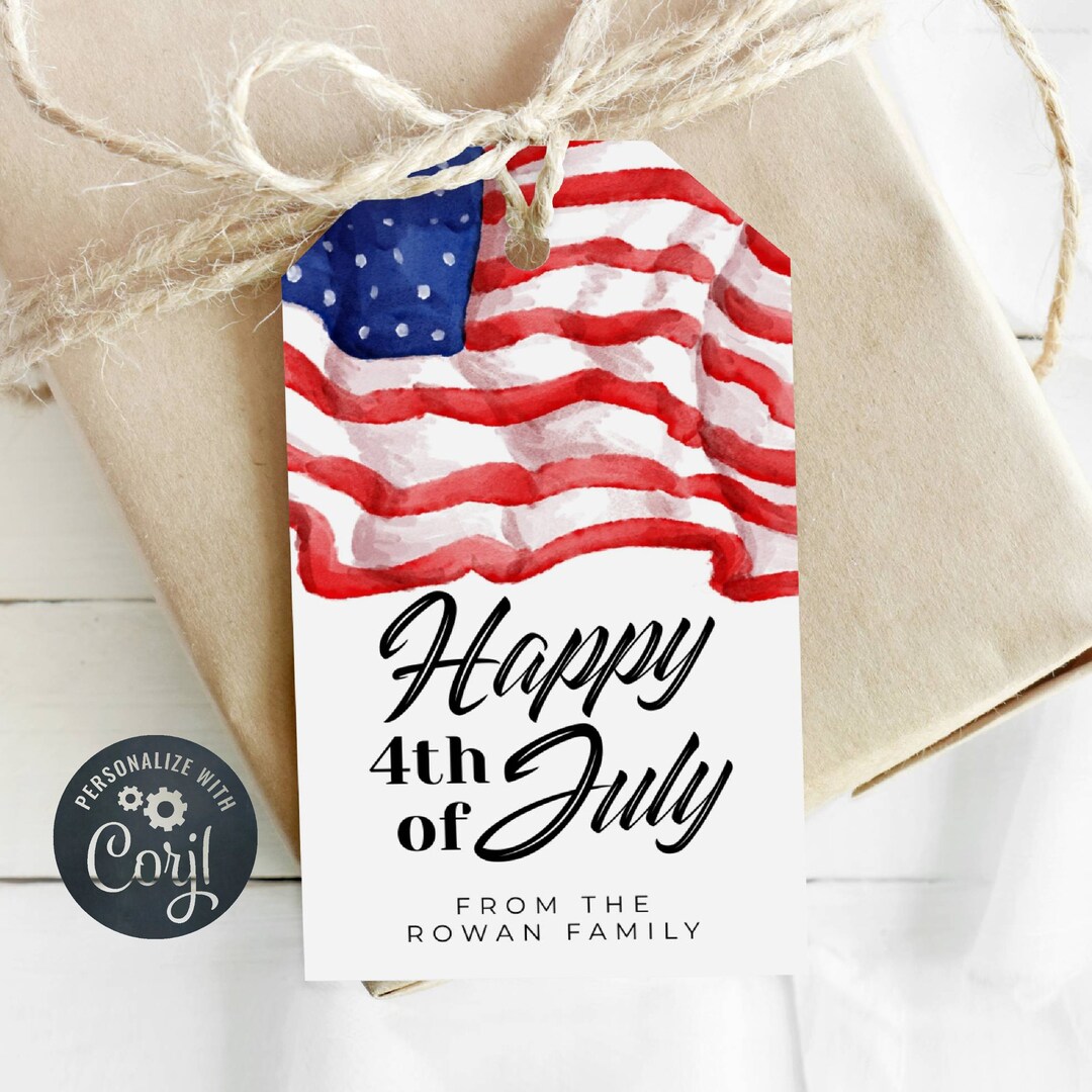 American Flag 4th of July Favor Tag Template, Printable July Fourth ...