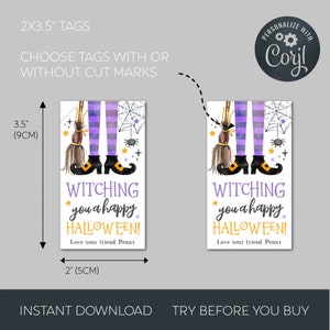Witching You A Happy Halloween Gift Tag Template, Printable Cute Witch ...