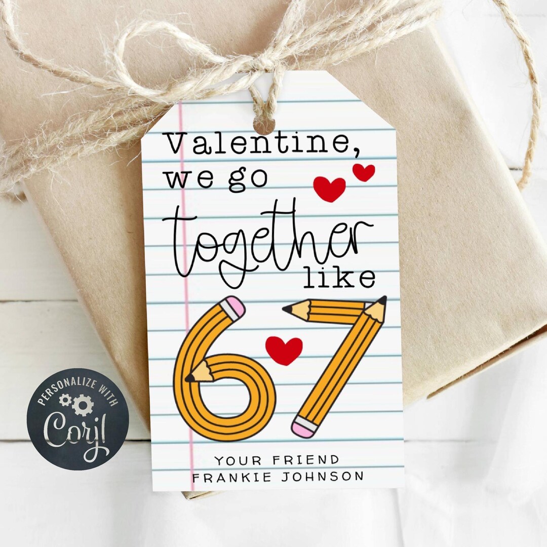 Pencil Valentine's Day Gift Tag Template, Printable 67 Slang Valentine ...