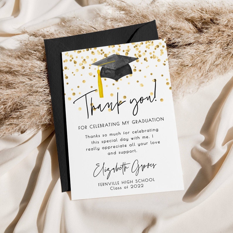 Graduation Thank You Card Template Printable Editable - Etsy