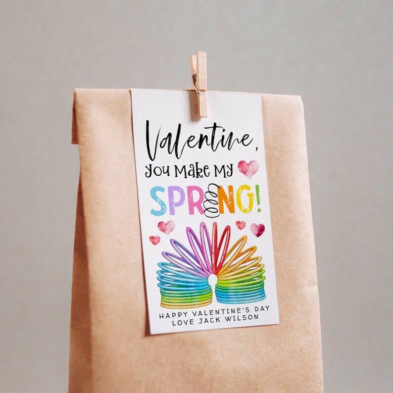 Slinky Valentine's Day Gift Tag Template, Printable You Make My Heart ...