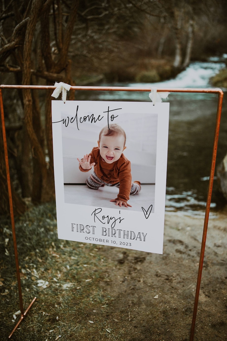 Modern Photo Birthday Welcome Sign Template Printable Minimal - Etsy