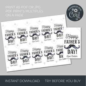 Father's Day Moustache Gift Tag Template, Printable Simple Fathers Day ...