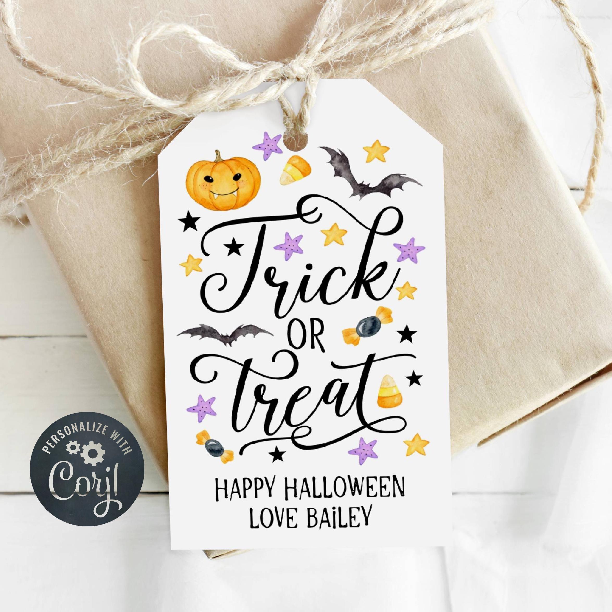 Halloween Trick or Treat Gift Tag Template, Printable Classroom Treat ...