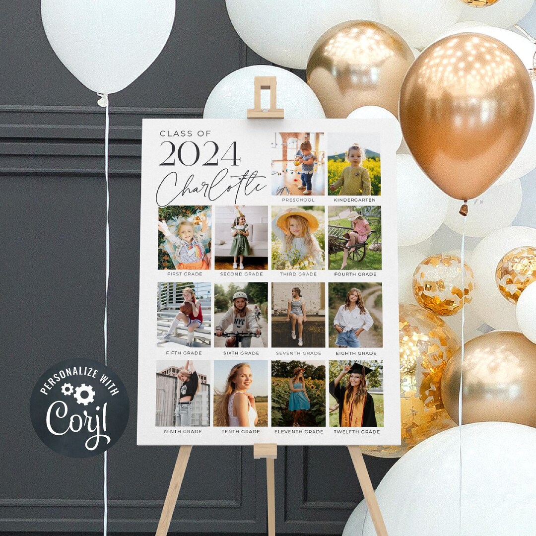 Graduation Photo Collage Poster Template, Printable Class of 2024 ...