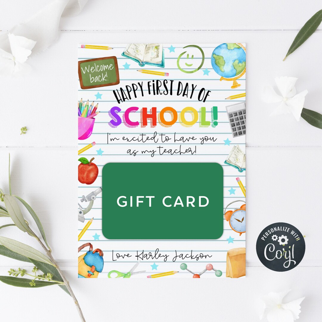 First Day of School Gift Card Holder Template, Printable Welcome Back ...