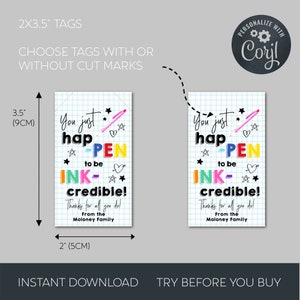 You Happen to Be Ink-credible Gift Tag Template, Printable Teacher ...