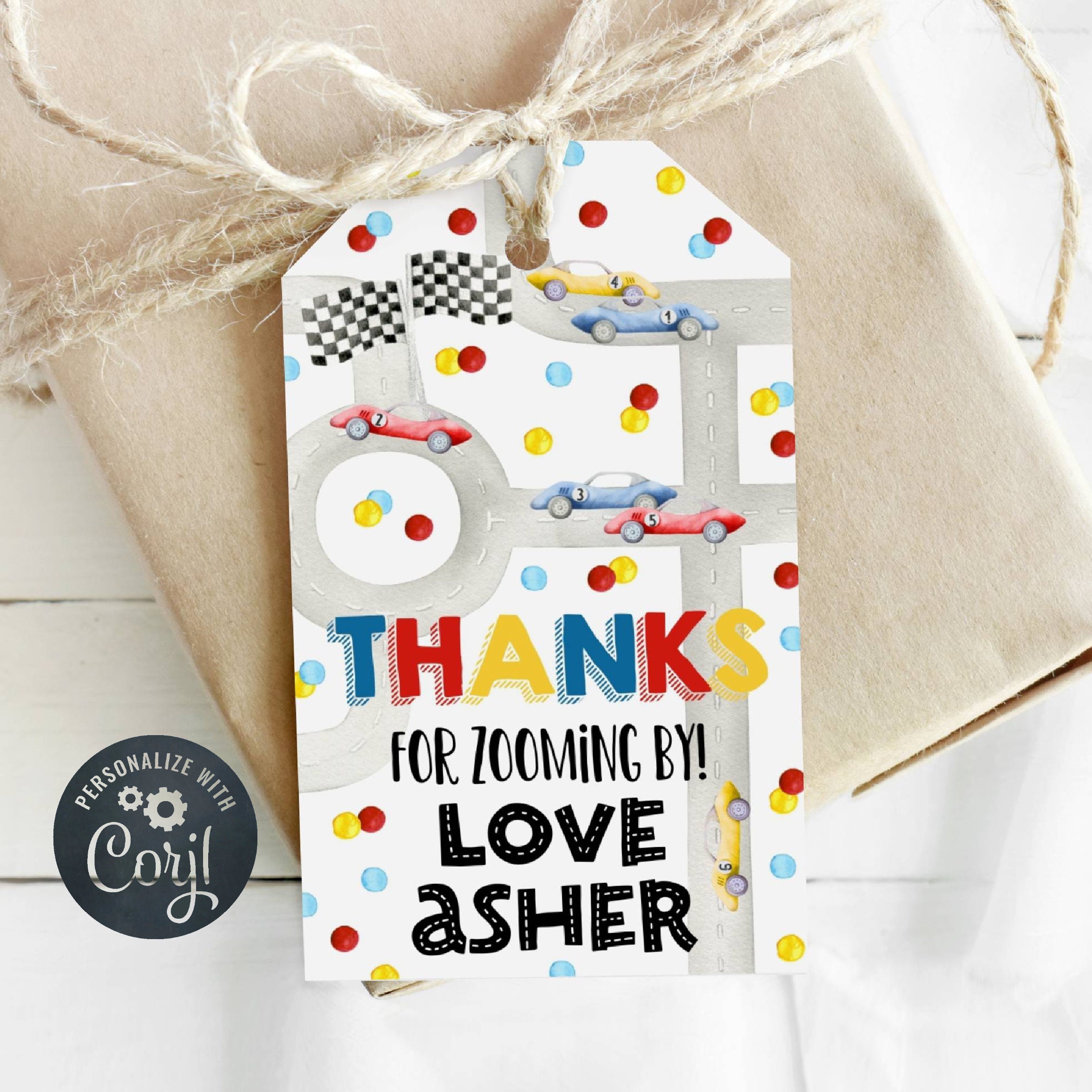 Race Car Birthday Favor Tag Template, Printable Transportation Gift ...