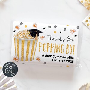 Graduation Popcorn Wrapper Template, Printable Thanks for Popping by ...