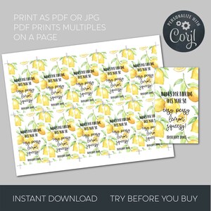 Printable Lemons Teacher Appreciation Tag Template, End of Year Gift ...