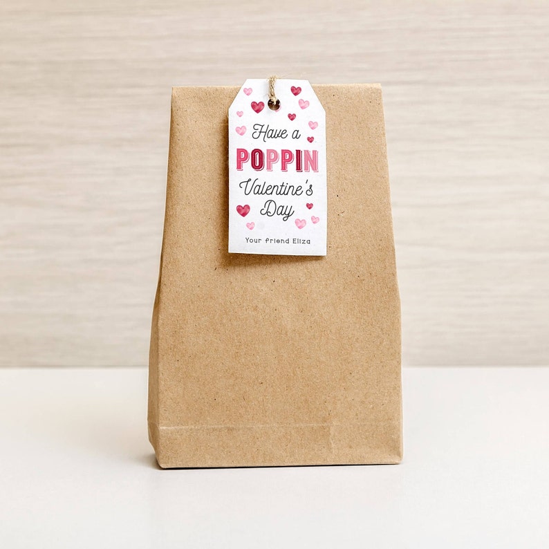 Popcorn Valentine Gift Tag Template Printable Have a Poppin - Etsy