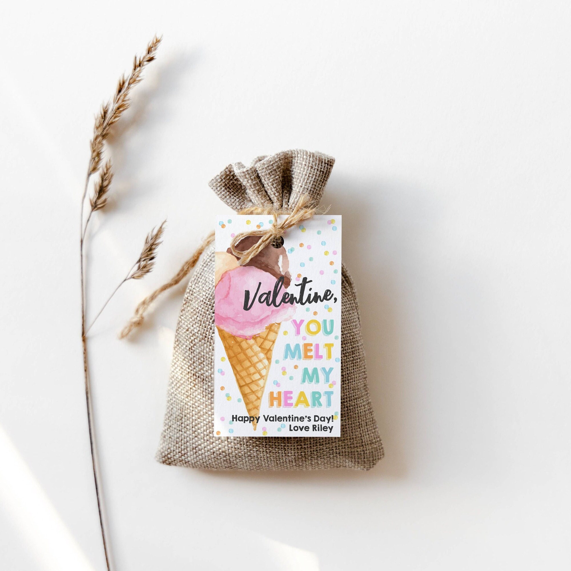 Ice Cream Valentine's Day Gift Tag Template Printable You - Etsy