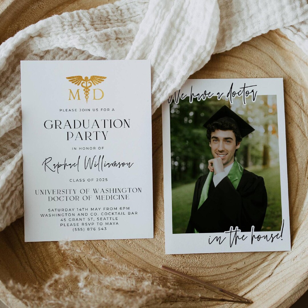 Medical School Graduation Party Invitation Template, Printable Modern ...