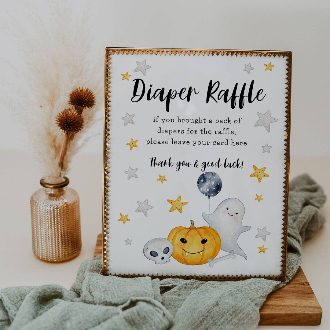 Halloween Baby Shower Diaper Raffle Sign, Printable Shower Sign ...