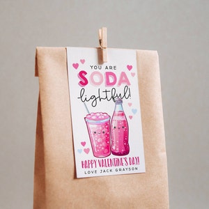 Soda Valentine's Day Gift Tag Template, Printable You Are Soda-lightful ...