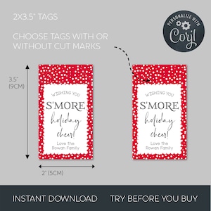 S'mores Christmas Gift Tag Template, Printable Holiday Favor Tag ...