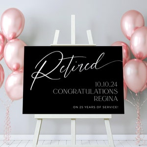 Modern Black Retirement Party Welcome Sign Template, Printable Minimal ...