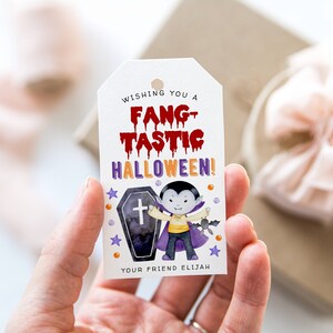 Fang-tastic Halloween Favor Tag Template, Printable Vampire Bat Coffin ...