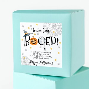 Halloween You've Been Booed Square Favor Tag Template, Printable Trick ...