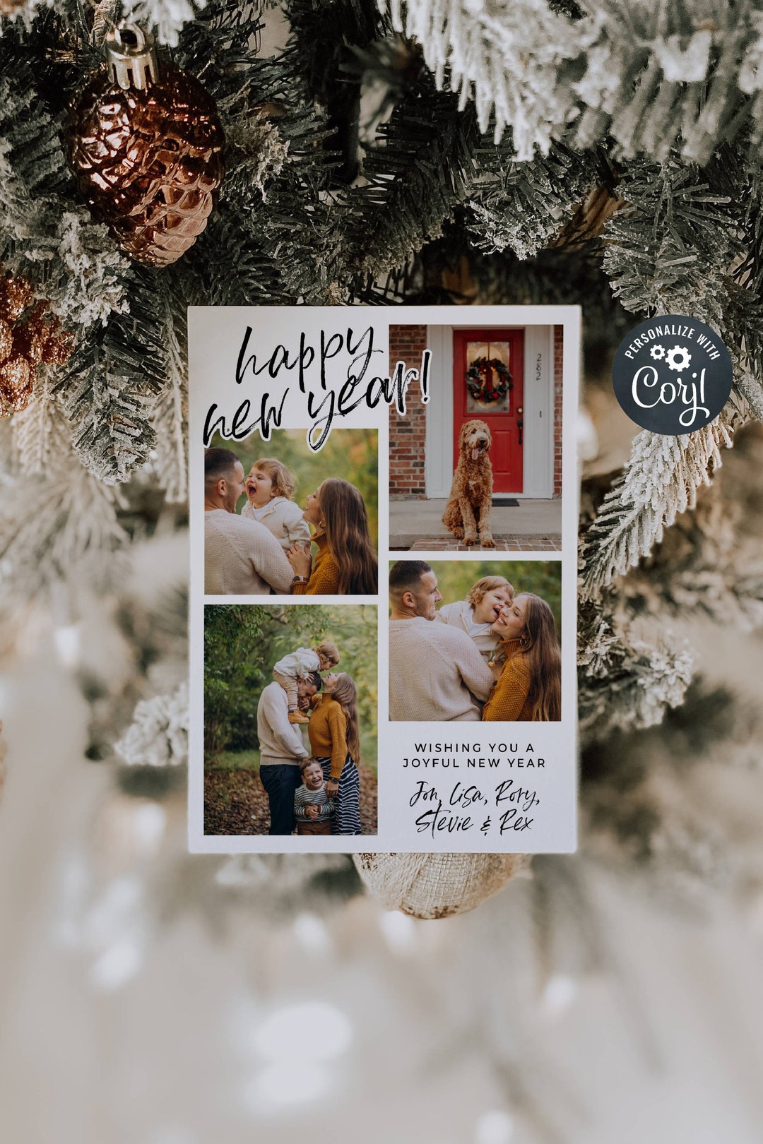 Editable New Year Photo Card Template, Printable Holiday Christmas Card ...
