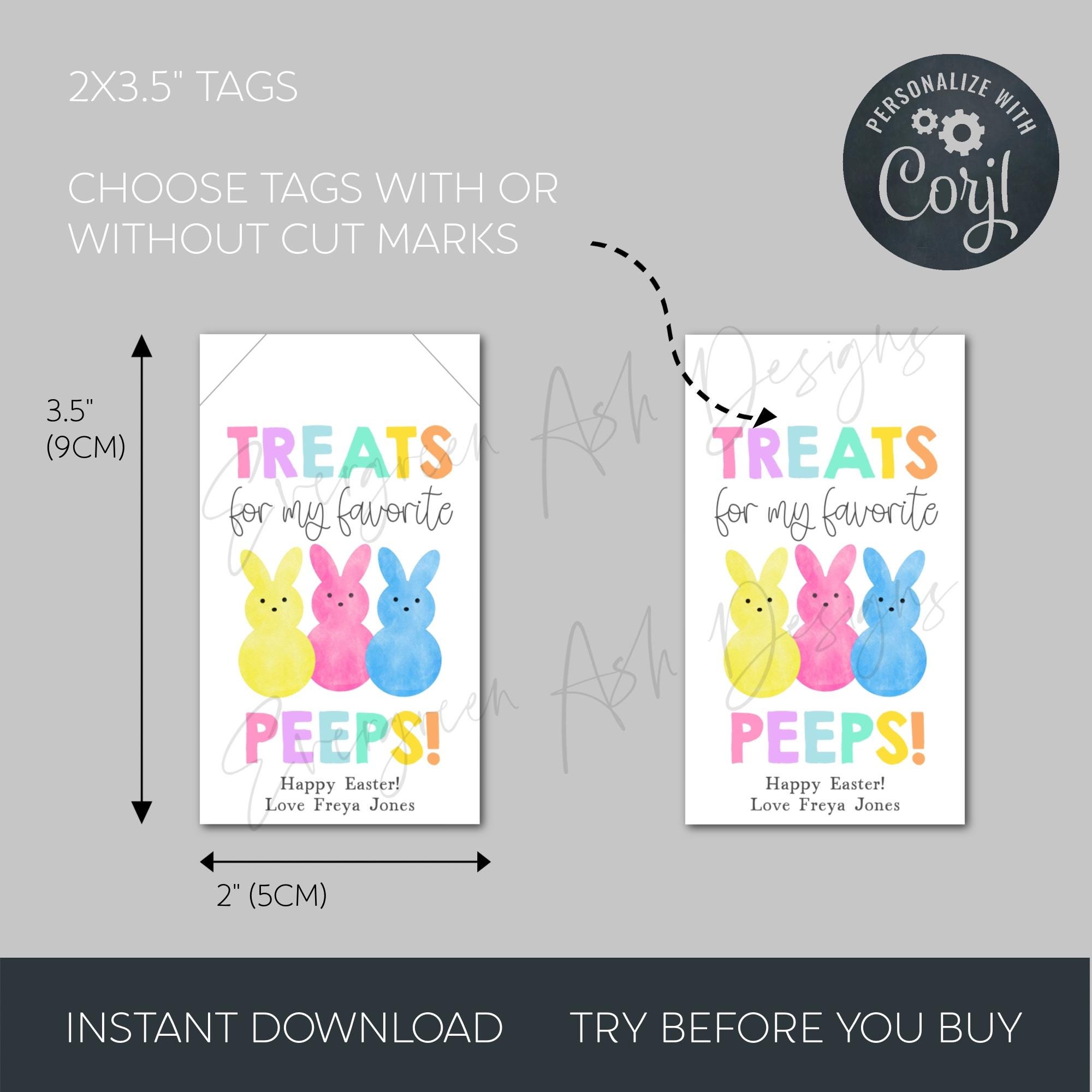 Treats for My Favorite Peeps Gift Tag Template, Printable Bunny Candy ...
