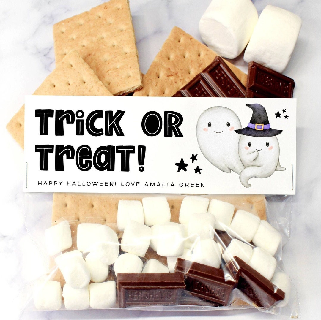 Editable Trick or Treat Bag Topper Template, Printable Halloween Ghosts ...