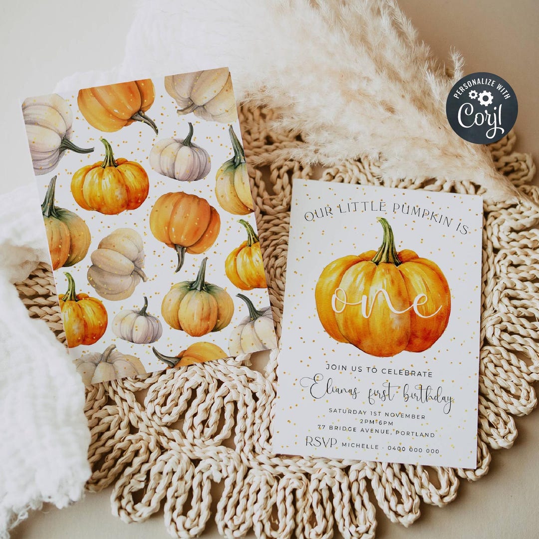 Little Pumpkin Birthday Invitation Template, Printable Fall First ...