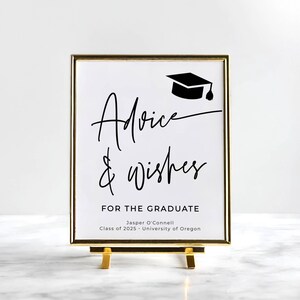 Graduation Advice and Wishes Card & Sign Template, Printable Modern ...