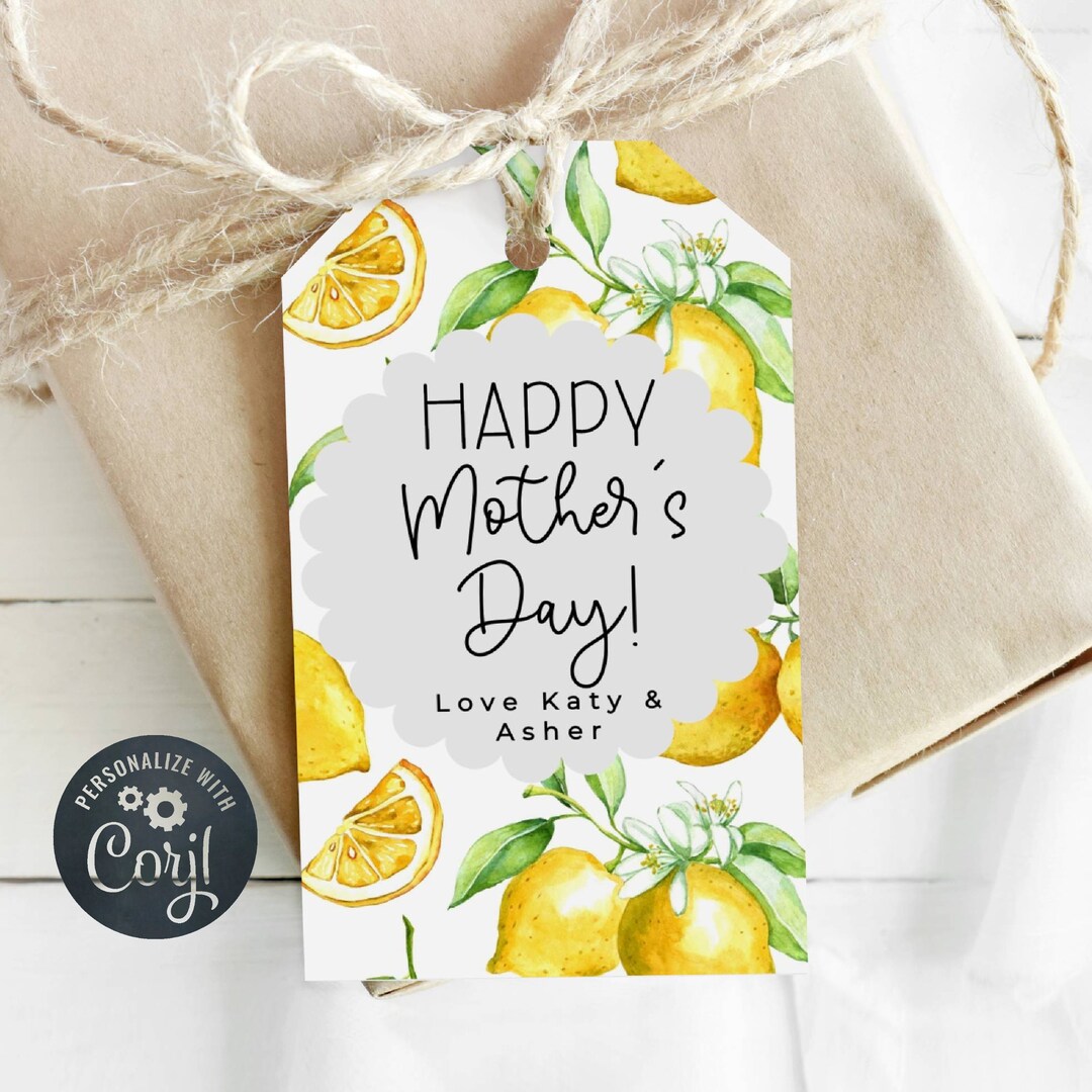 Lemons Mother's Day Gift Tag Template Printable Mothers - Etsy