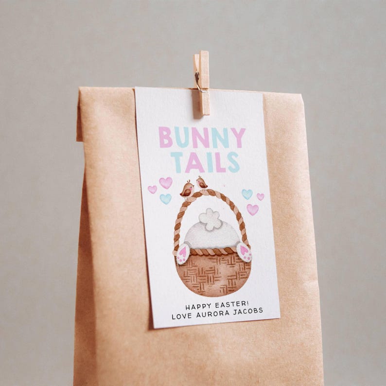 Easter Bunny Tails Gift Tag Template, Printable Easter Basket Favor ...