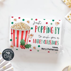 Christmas Popcorn Wrapper Template, Printable Just Popping by Microwave ...