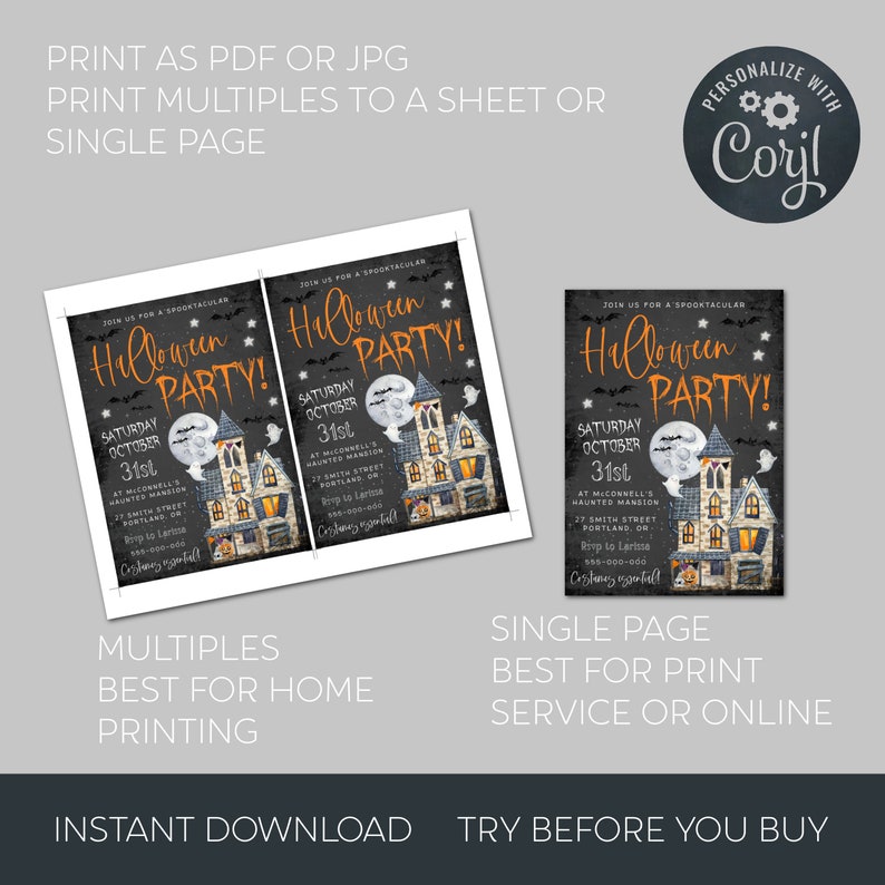 Editable Halloween Party Invitation Template Printable - Etsy