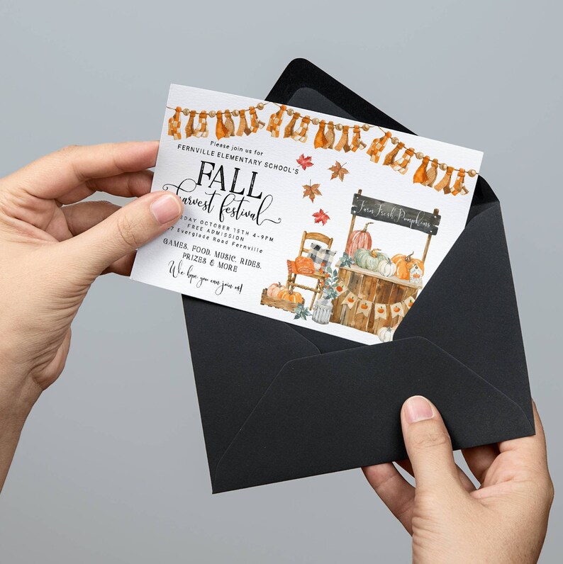 Fall Harvest Festival Invitation Template, Printable Fall Party Invite ...