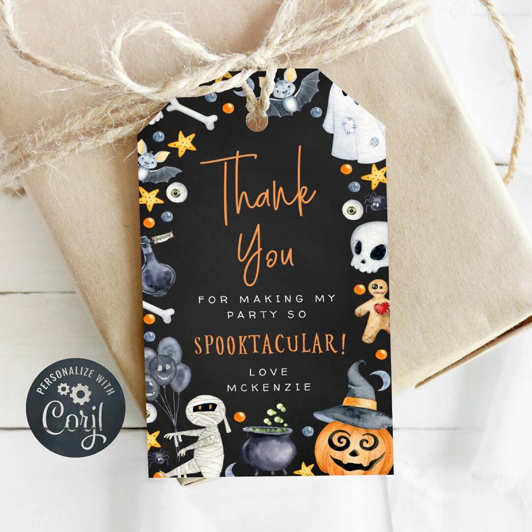Halloween Birthday Favor Tag Template, Printable Spooktacular Party ...