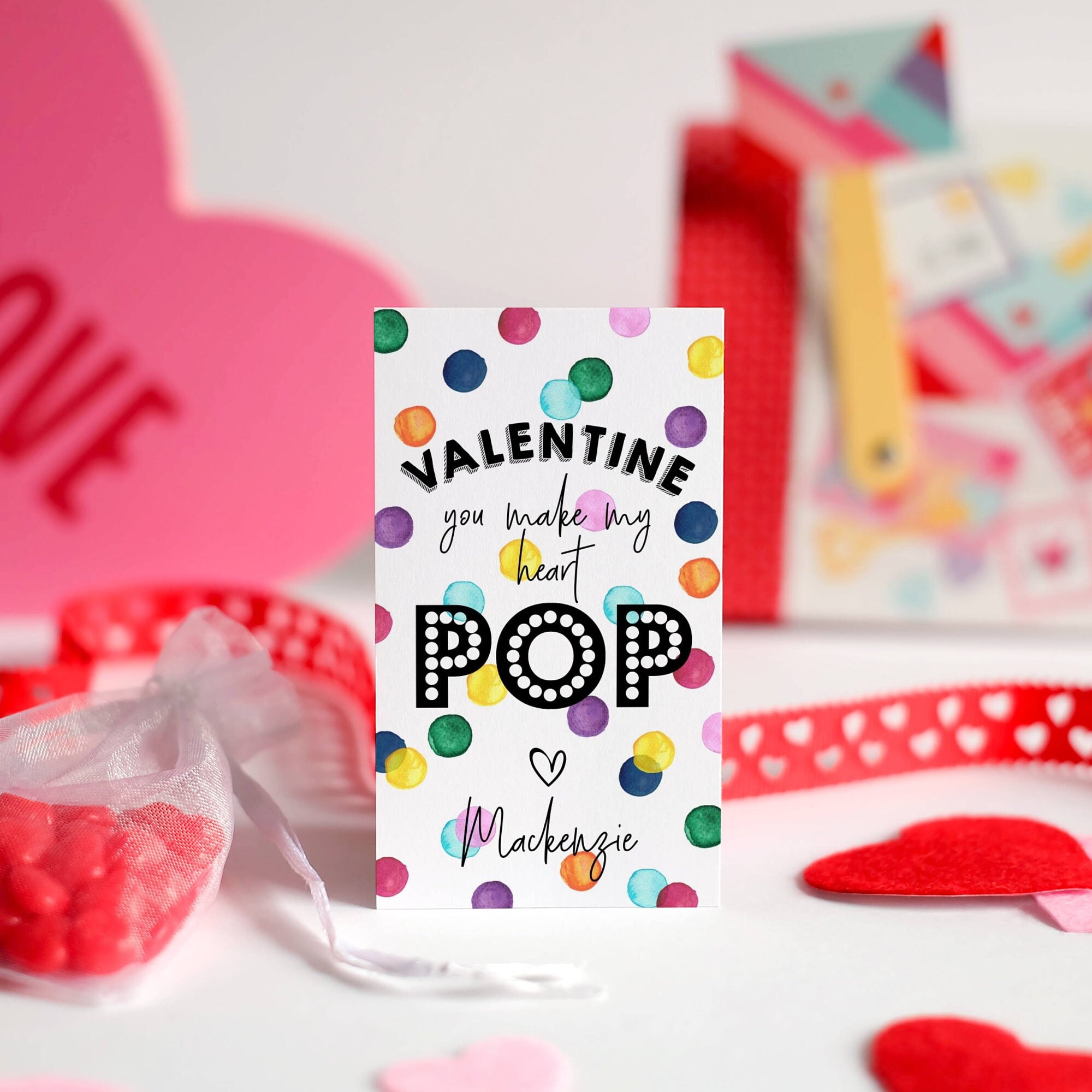 Valentine's Day Pop It Gift Tag Template, Printable You Make My Heart ...