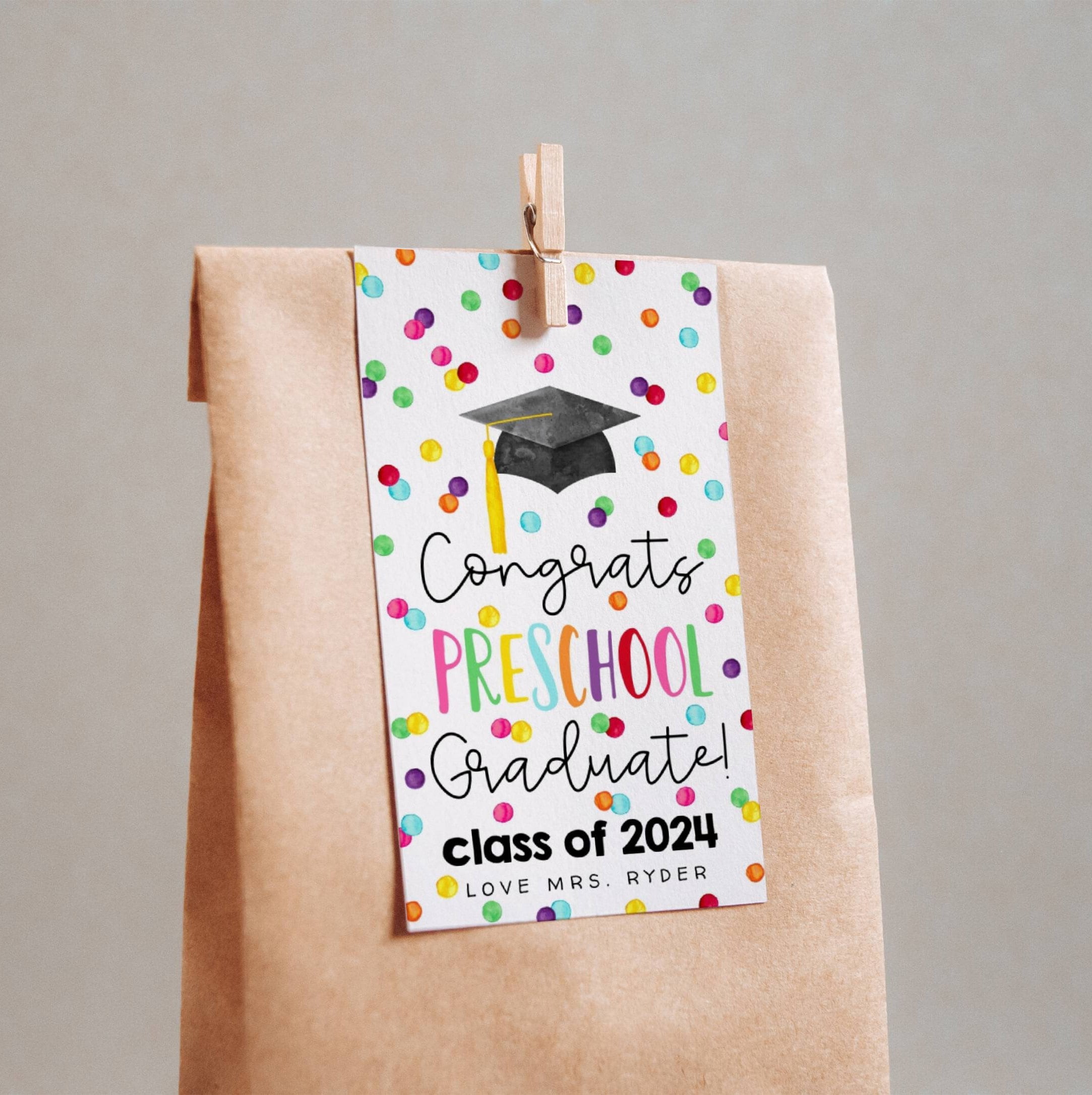 Preschool Graduation Gift Tag Template, Printable Congratulations ...